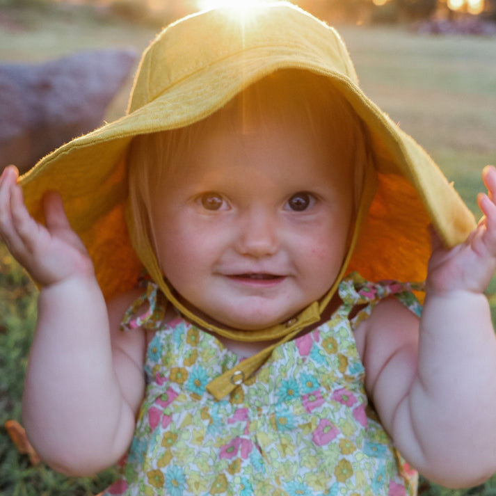 Baby Linen Wide Brim Sun Hat - Yellow – Blue Corduroy